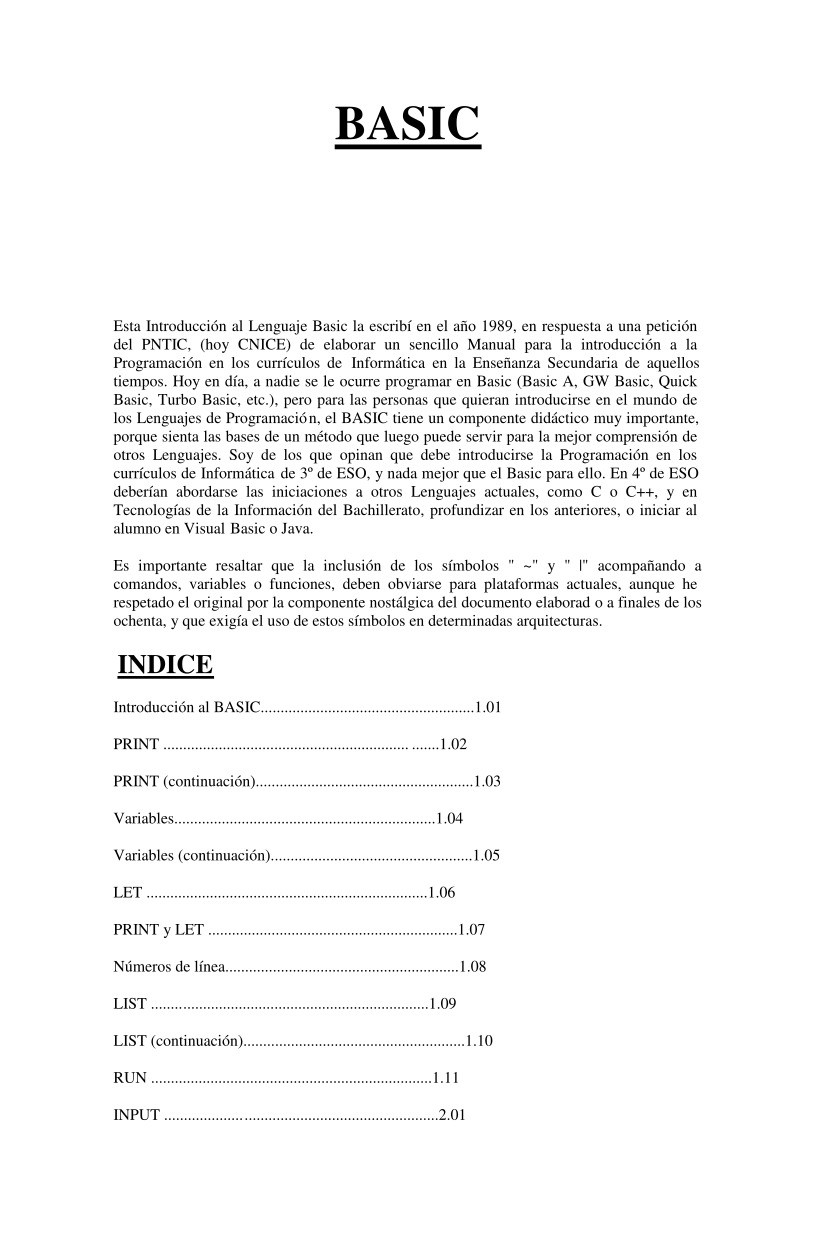 PDF de programación - Introduccion al BASIC